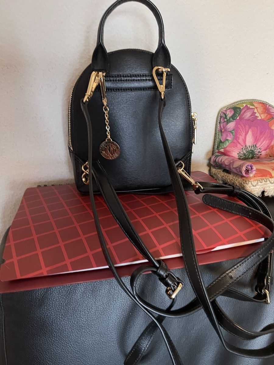 sac à dos DKNY en cuir noir neuf / SVP lisez bien le texte (Neuf (Voir ...