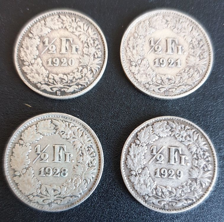 50 Rappen Silber Jahrgang 1920, 1921, 1928, 1929 (Gebraucht) in Altstätten SG für CHF 4.1 – mit ...