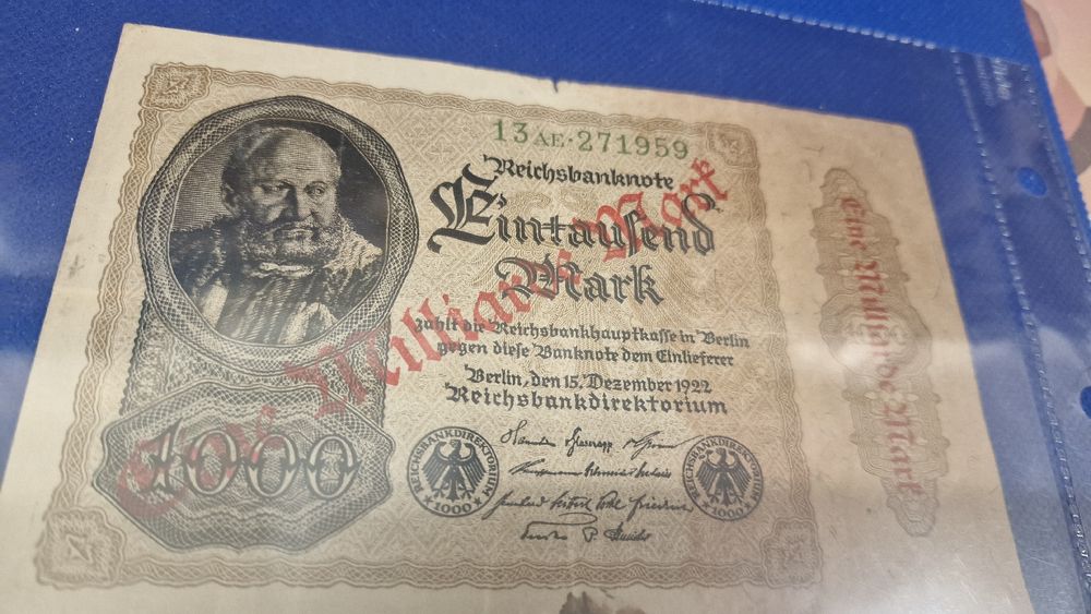 Reichsbanknote 1000 Mark 1922, guter Zustand. (Gebraucht) in Herisau ...