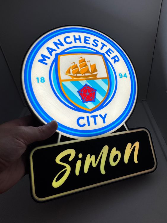 Lumière led Veilleuse Manchester CITY personnalisable (Neuf (Voir ...