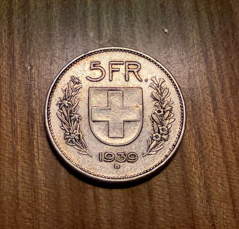 5 Franken 1939 (Silber) (Gebraucht) in Aarau für CHF 10 – mit Lieferung auf Ricardo kaufen