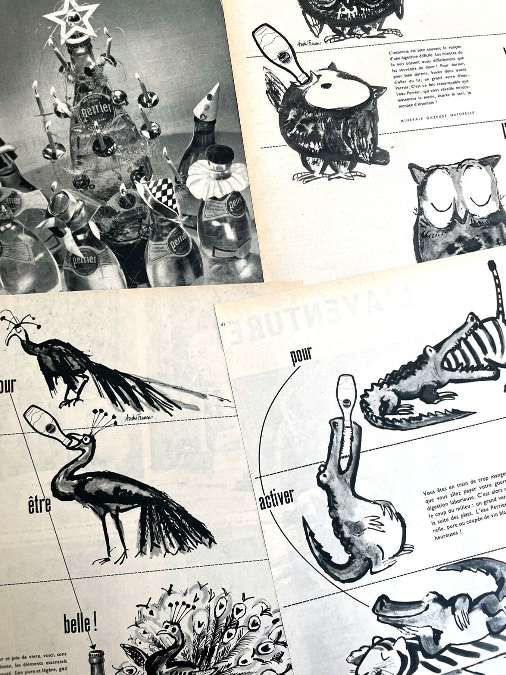 Perrier - 4 alte Werbungen / Anciennes réclames 1954/56 (Gebraucht) in ...