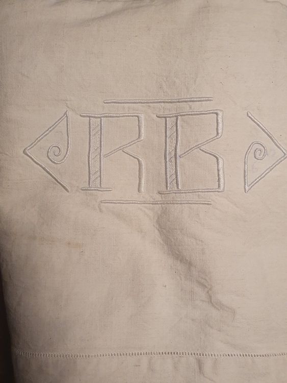 Drap ancien vintage monogramme RB Lin coton | Kaufen auf Ricardo