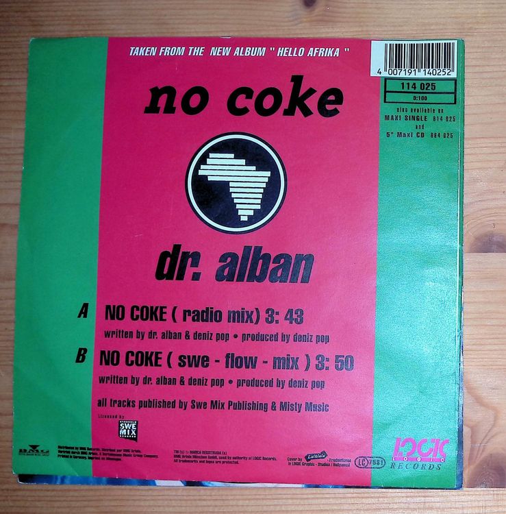 Dr Alban - No Coke Single 7 | Kaufen auf Ricardo
