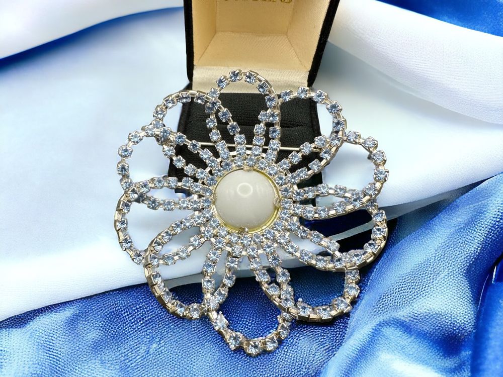 Große Vintage-Brosche aus blauem Kristall | Kaufen auf Ricardo