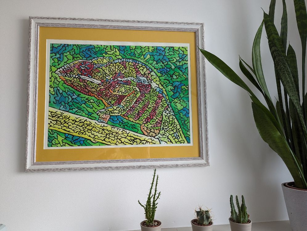 Original Aquarell ''Chamäleon'' Bild von mir gemalt (Neu und originalverpackt) in Wittenbach für ...