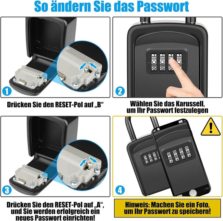 Schlüsselsafe 4 Stellig mit Bügel Hohe Sicherheit Wetterfest (Neu ...