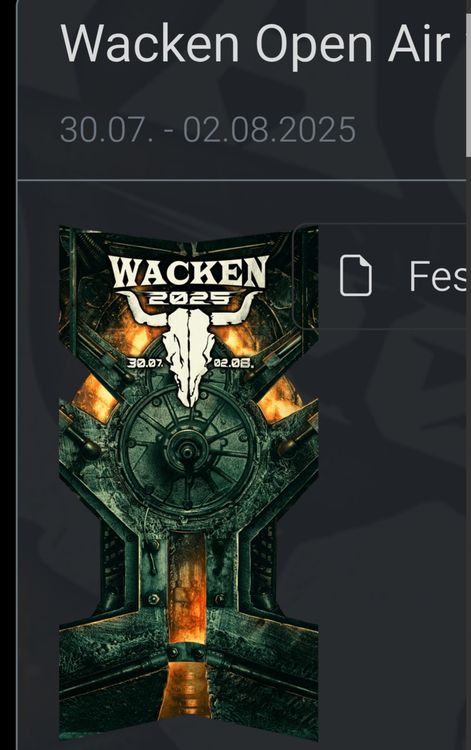 wacken 2025 ticket (Neu und originalverpackt) in Basel für CHF 159 ...