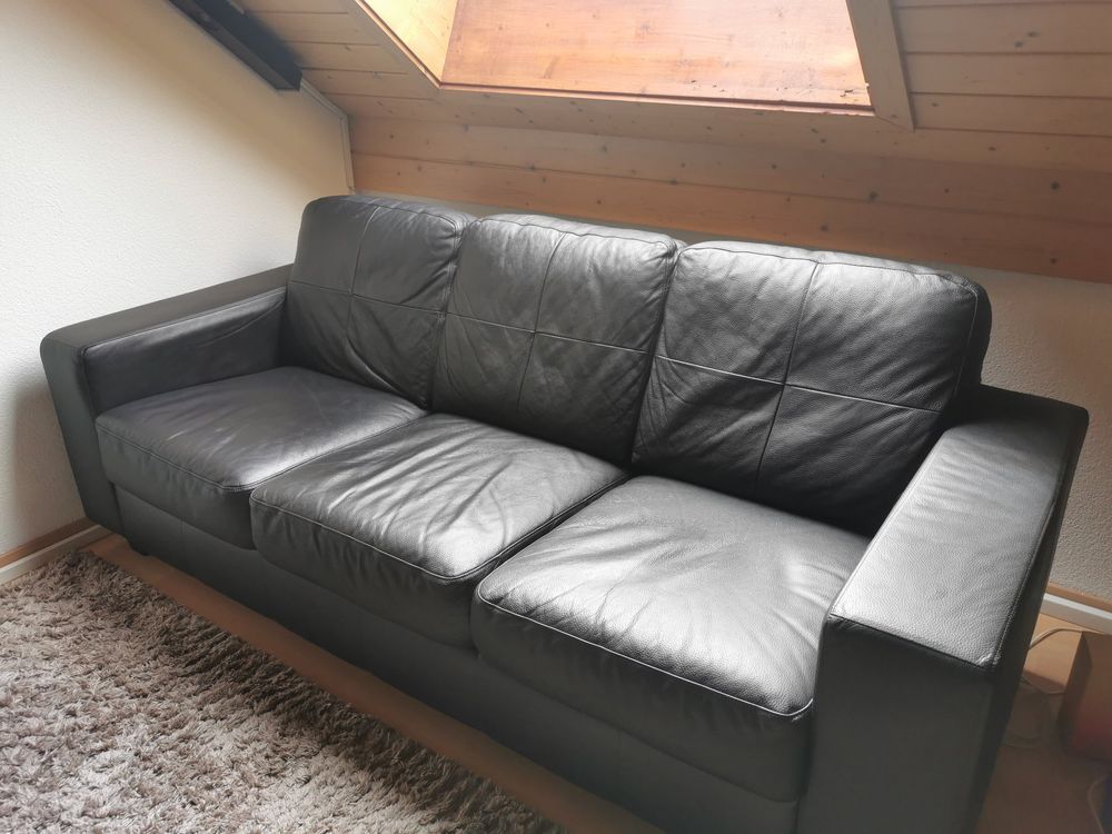 Echt Leder Sofa Schwarz | Kaufen auf Ricardo