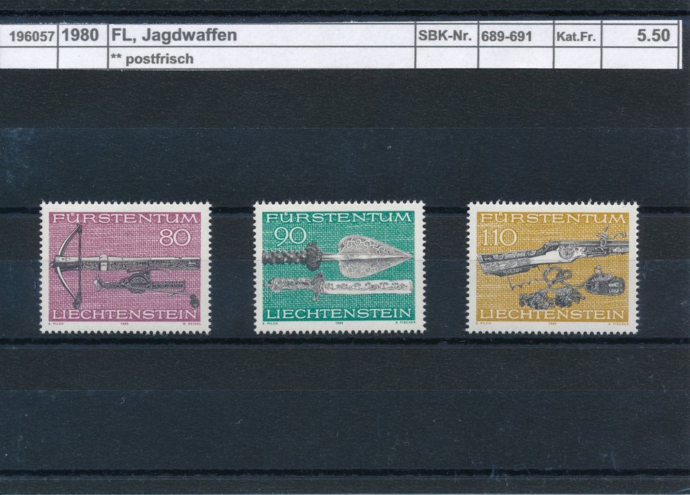 1980 Liechtenstein, Jagdwaffen (Neu (gemäss Beschreibung)) in Winterthur für CHF 1.25 – mit ...