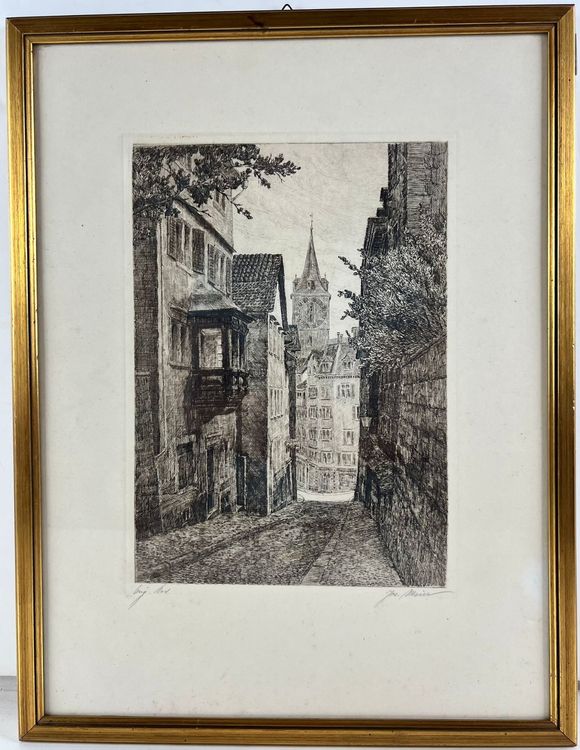 Strassen Szene Radierung Handsigniert. | Kaufen auf Ricardo