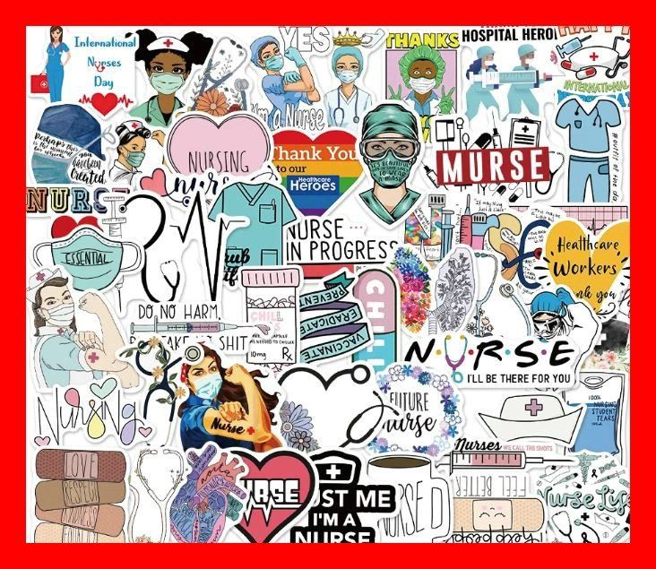 50 tlg Stickerset Krankenschwester Spital Pflege FaGe Maske (Neu und ...