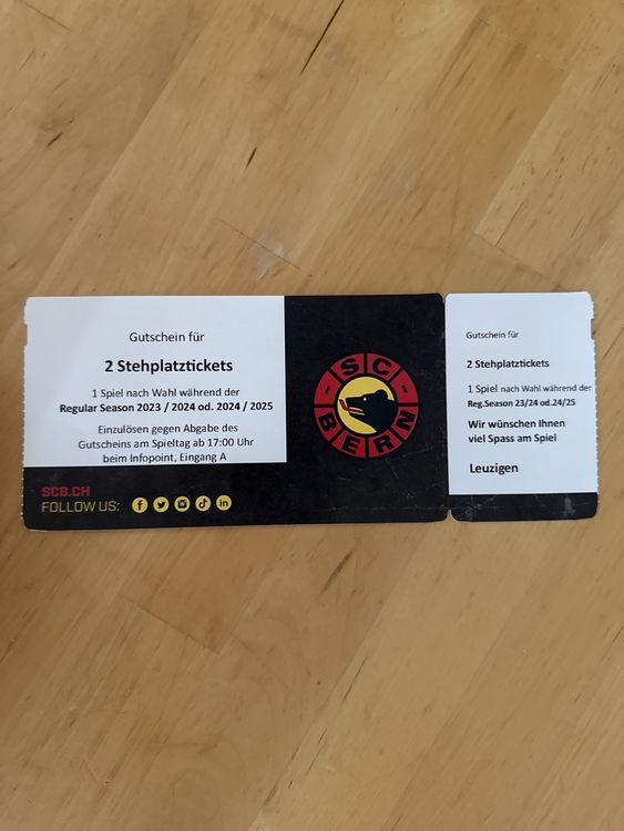 SCB Gutschein für 2 Stehplatztickets (Neu (gemäss Beschreibung)) in ...