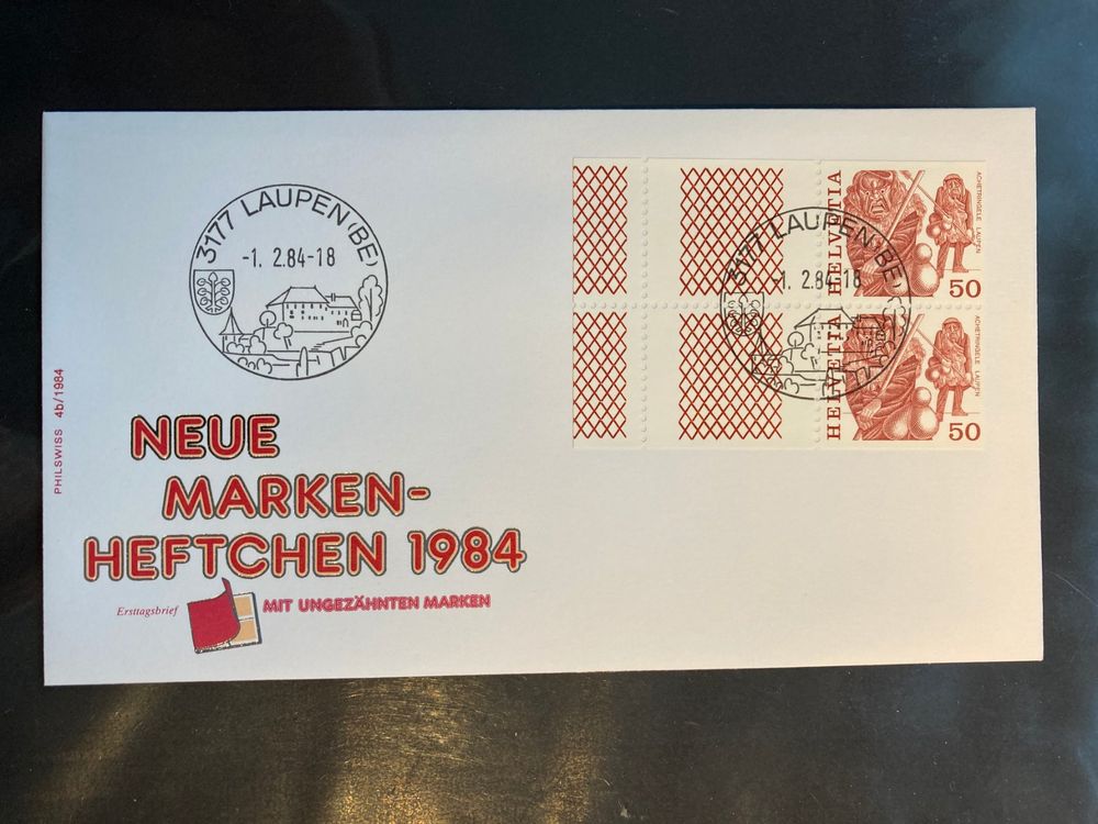 CH 1984 FDC MH-Blatt 50Rp. Achetringele Ortsstempel Laupen 2 (Gebraucht) in Liestal für CHF 1 ...