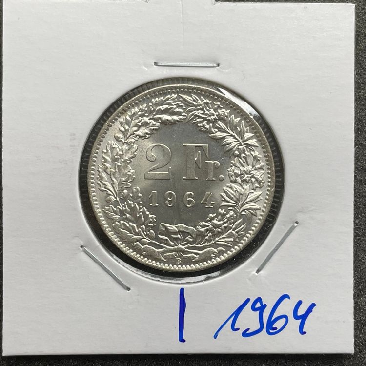 Abart 2 Franken 1964 Silber verdreht (Gebraucht) in Reitnau für CHF 5 – mit Lieferung auf ...