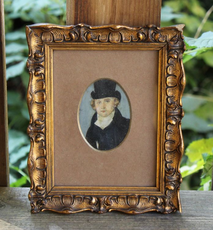 Miniatur Portrait Mann mit Zylinder Malerei auf Knochen (Gebraucht) in Zürich für CHF 40 – mit ...
