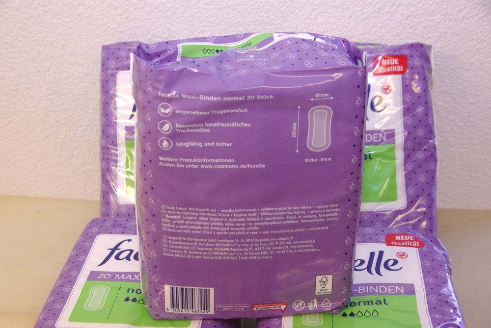5 Pkt. facelle Maxi-Binden von Rossmann (Neu und originalverpackt) in ...