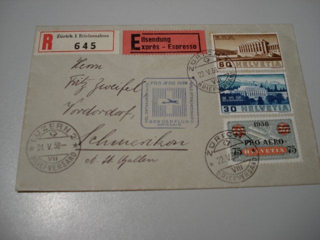 Brief Pro Aero 1938, Sonderflug Swissair | Kaufen auf Ricardo