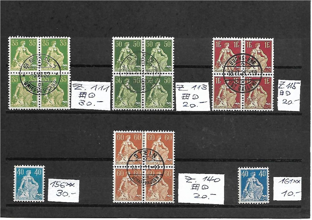 Hübsche Freimarken-Viererblocks gestempelt, s. Text (Gebraucht) in Reinach BL für CHF 5 – mit ...