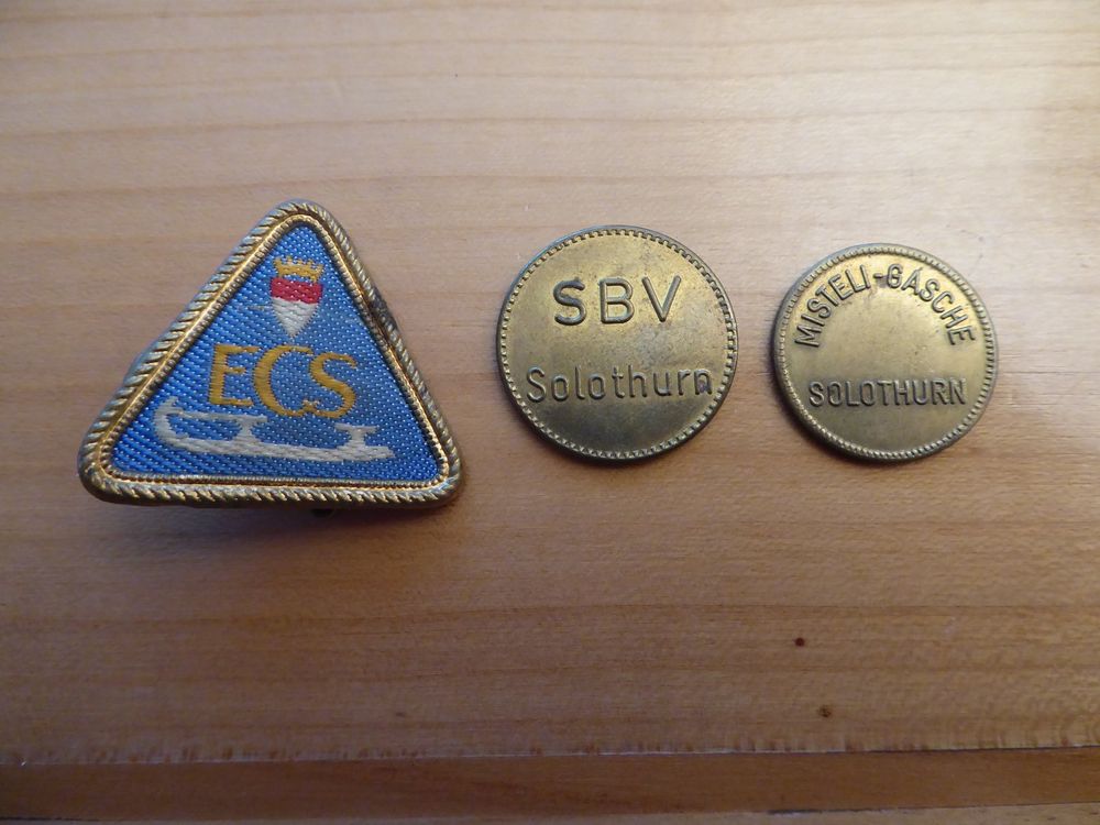 3 alte Abzeichen/Medail. Solothurn, ECS, SBV,Misteli-Gasche (Gebraucht) in Bellach für CHF 5 ...
