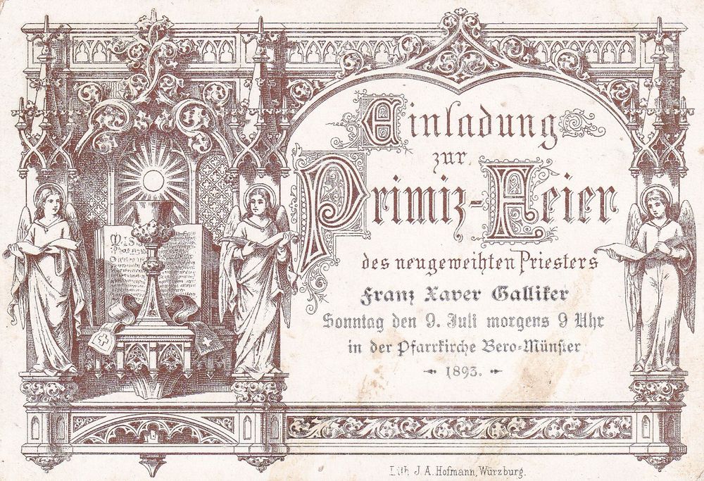 Beromünster Primiz-Feier F.K.Galliker 1895 Litho selten LU (Gebraucht) in Büren NW für CHF 5 ...