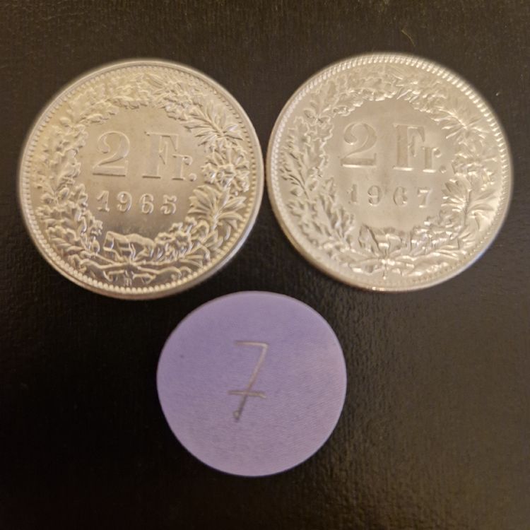 2 Silbermünzen 2 Fr. Helvetia 1965/1967 Jahrgang | Kaufen auf Ricardo