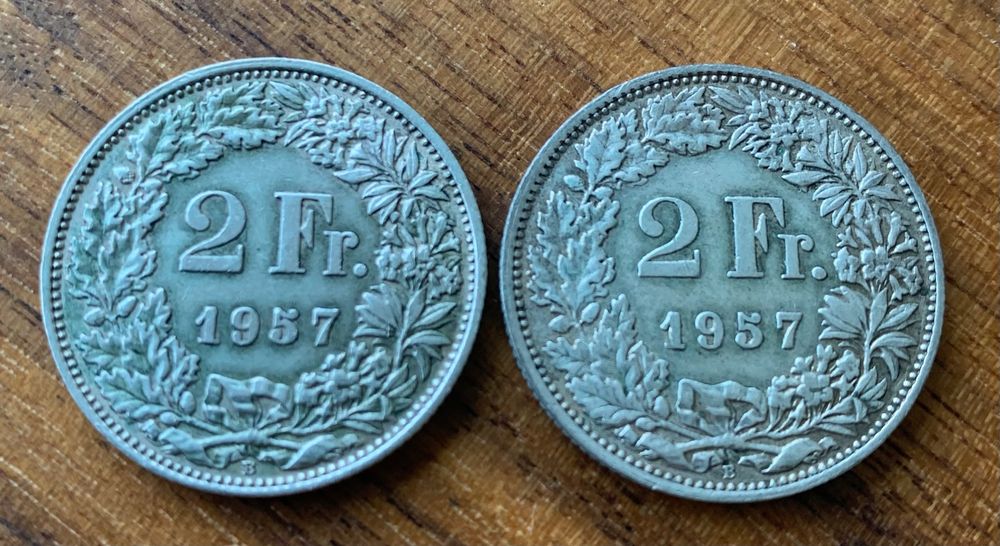 Schweiz 2 x 2 Franken 1957 Silber (Gebraucht) in Opfikon für CHF 13.4 – mit Lieferung auf ...