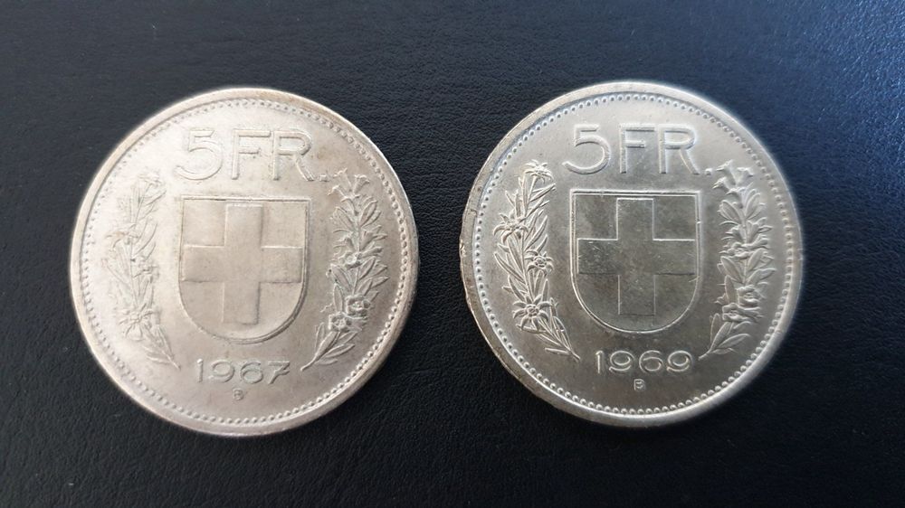 5 Franken Silbermünzen 1967 und 1969 (Gebraucht) in Altstätten SG für CHF 18 – mit Lieferung auf ...