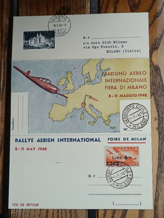 Litho Aviatik Brief / Aereo Fiera Di Milano Gelaufen 1948 (Gebraucht ...