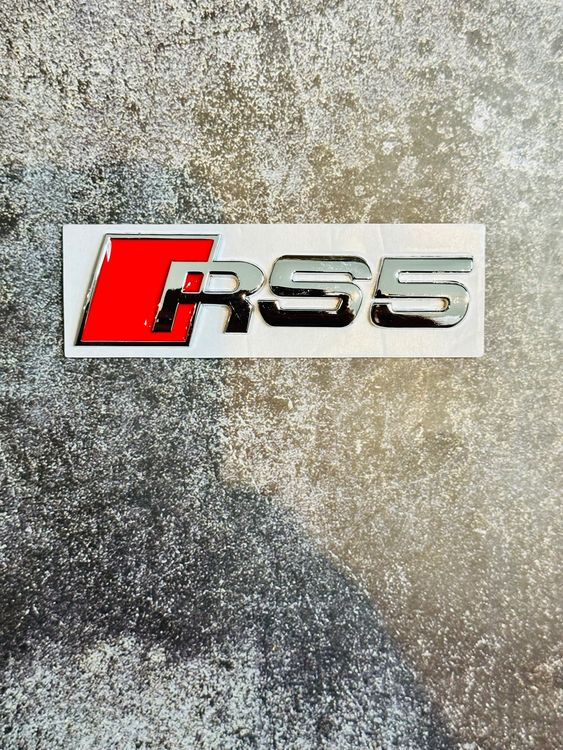 Audi RS5 Emblem Schriftzug Logo aus Metall NEU in Rot/Chrom (Nuovo e ...