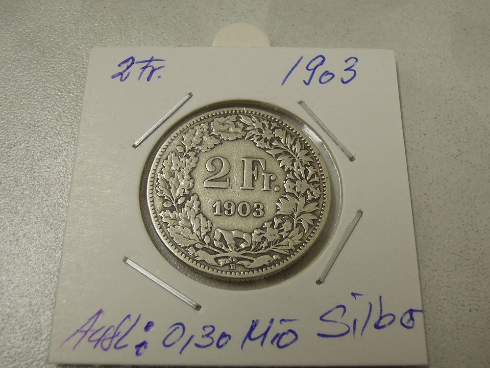 CH 2 Franken 1903 seltene Auflage 0,30 Mio. Silber | Kaufen auf Ricardo