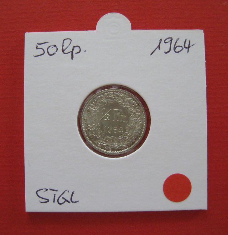 50 Rappen 1964, stempelglanz ( rote Markierung ) (Neu (gemäss Beschreibung)) in Alpnach-Dorf für ...