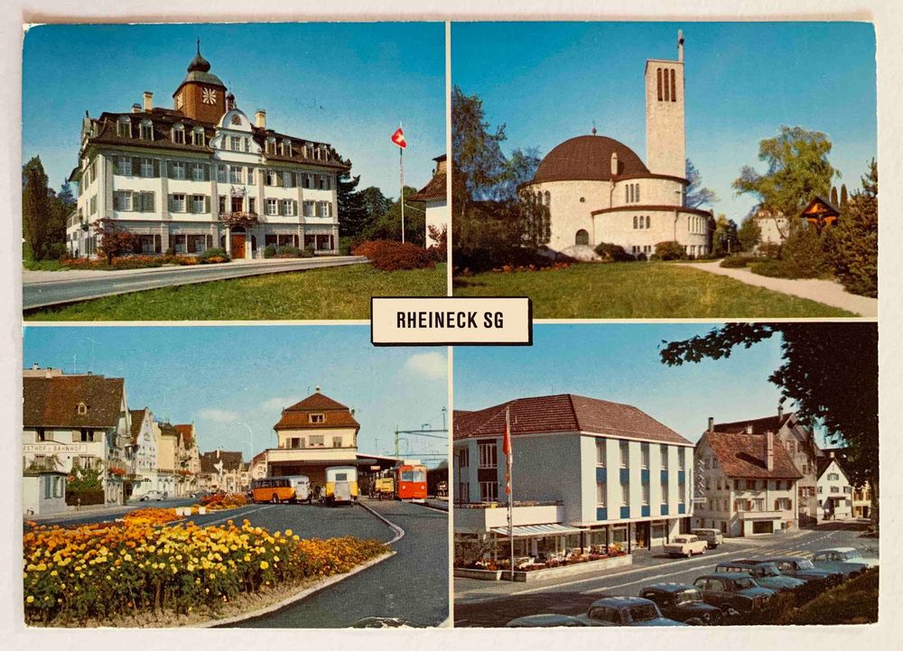 AK Rheineck SG Löwenhof Kirche Bahnhofplatz Hotel Hecht | Kaufen auf Ricardo