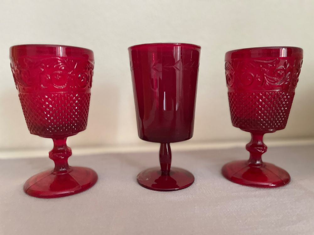 3 Windlichter, Vintage, Rubinrot, Top, edel (Gebraucht) in Birsfelden ...