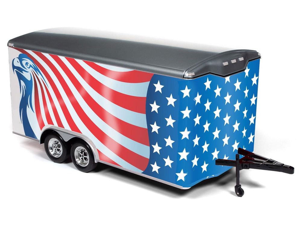 1:18 AutoWorld/AMM American Flag Enclosed Trailer (Neu und ...