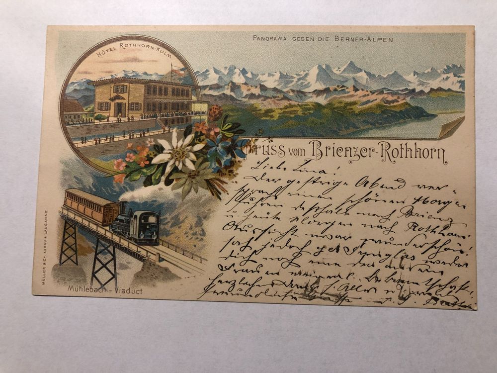 Gruss vom Brienzer Rothorn Lithokarte 1899 Htl Rothorn Kulm (Gebraucht) in Pfäffikon ZH für CHF ...