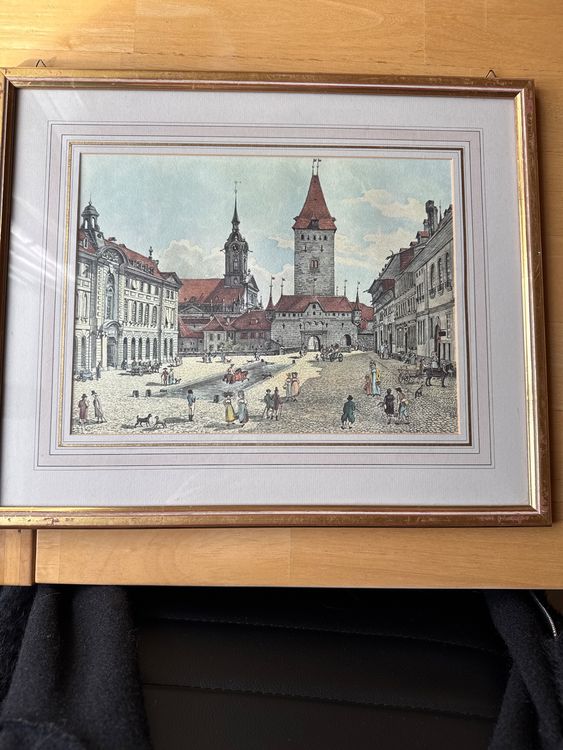 Bern Altstadt Stadtansicht – Bild mit Gold Details – Gerahmt (Gebraucht ...