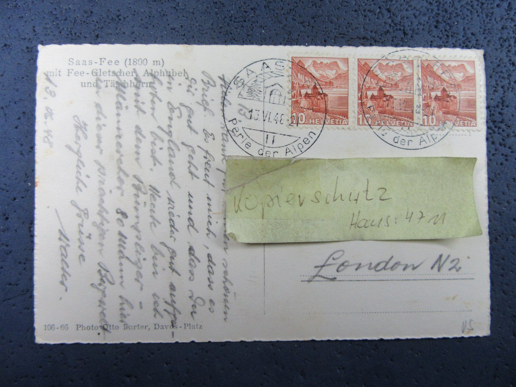 SAAS-FEE MIT FEE-GLETSCHER 1948 VS AK (Gebraucht) in Ettingen für CHF 1 ...