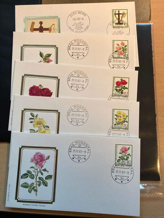 CH 1982 FDC Satz PJ Rosen / TdB Ortsstempel Rosental / Bern (Gebraucht ...