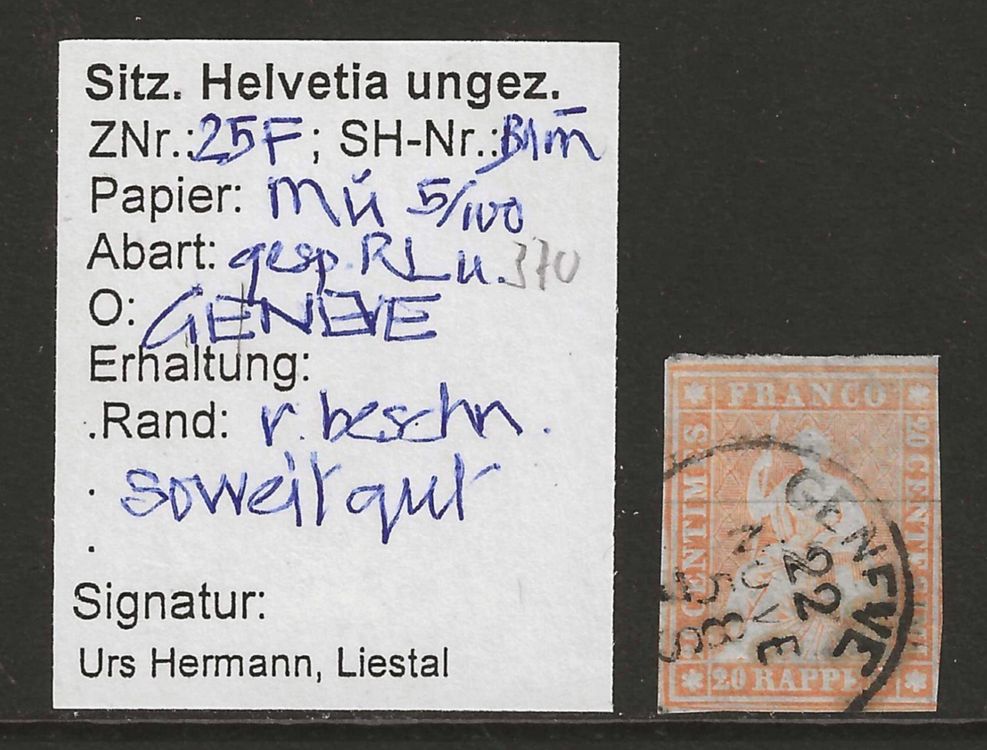 Strubel Nr. 25F (B1m) mit Befund, KP 380.-- (Gebraucht) in Gümligen für CHF 45 – mit Lieferung ...