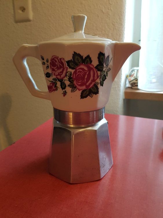 Flory Expressokocher, Porzellan mit Blumedekor 60/70er Jahre | Kaufen ...