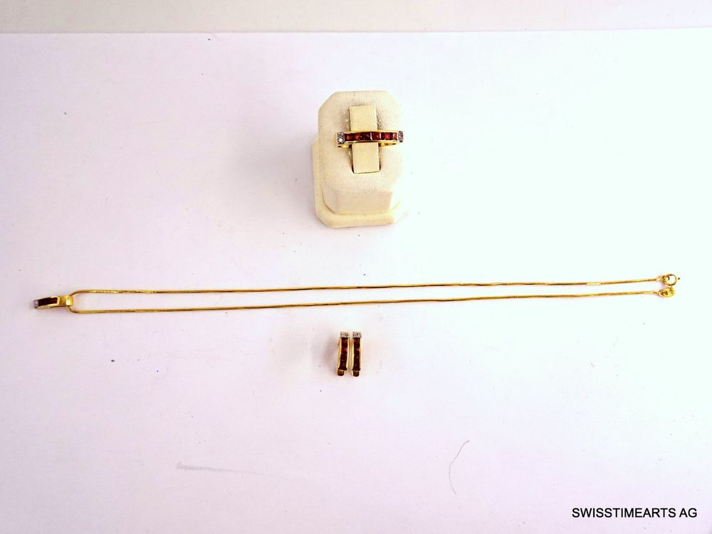 0.585 GELBGOLD HALSKETTE , RING , OHRING SET | Kaufen auf Ricardo