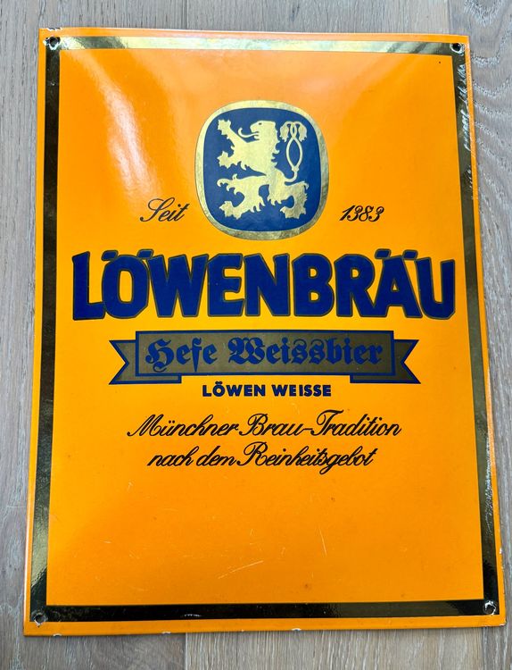 Emailschild Löwenbräu Schild Emaille Werbeschild Bier (Gebraucht) in ...