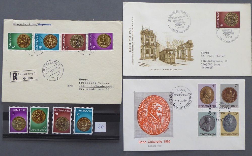 Luxembourg Serie postfrisch sowie Motivbelege alles Münzen (Gebraucht ...