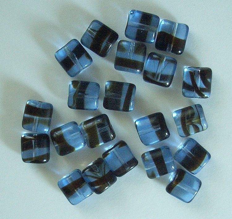 Glasperlen Blau Schwarz 8x7 mm | Kaufen auf Ricardo