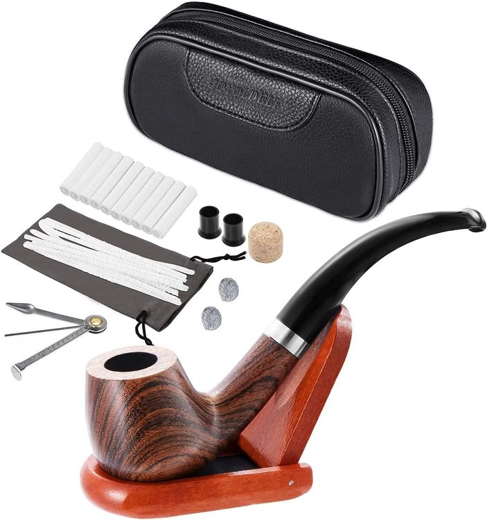 Tabakpfeife Pfeife Pfeifen Set mit Leder Tabakbeutel | Kaufen auf Ricardo