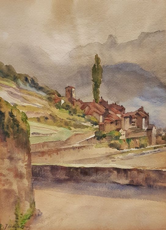 Belle aquarelle de Saint-Saphorin signée | Kaufen auf Ricardo