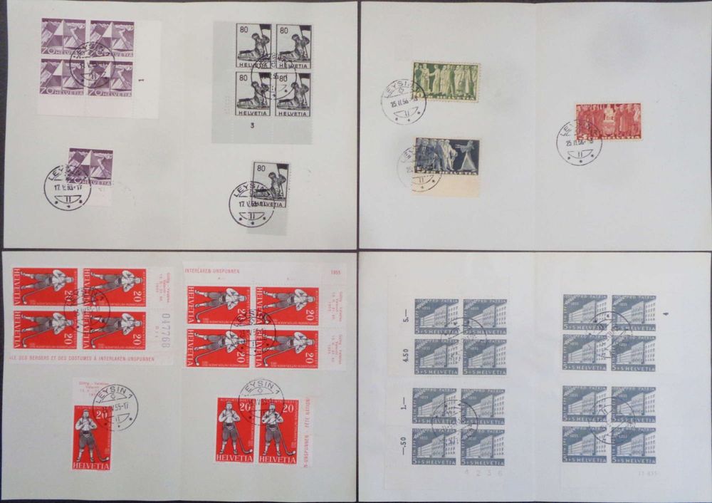 4 PTT-Faltblätter: Viererblocks+Einzelmarken, Leysin 1955/56 (Gebraucht) in Zürich für CHF 2.2 ...
