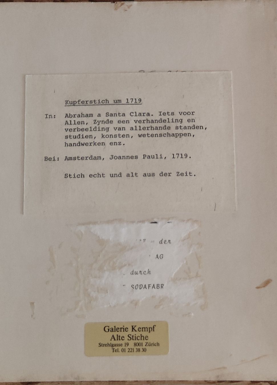 Antiker Kupferstich von 1719, Joannes Pauli Amsterdam Hollan (Gebraucht ...