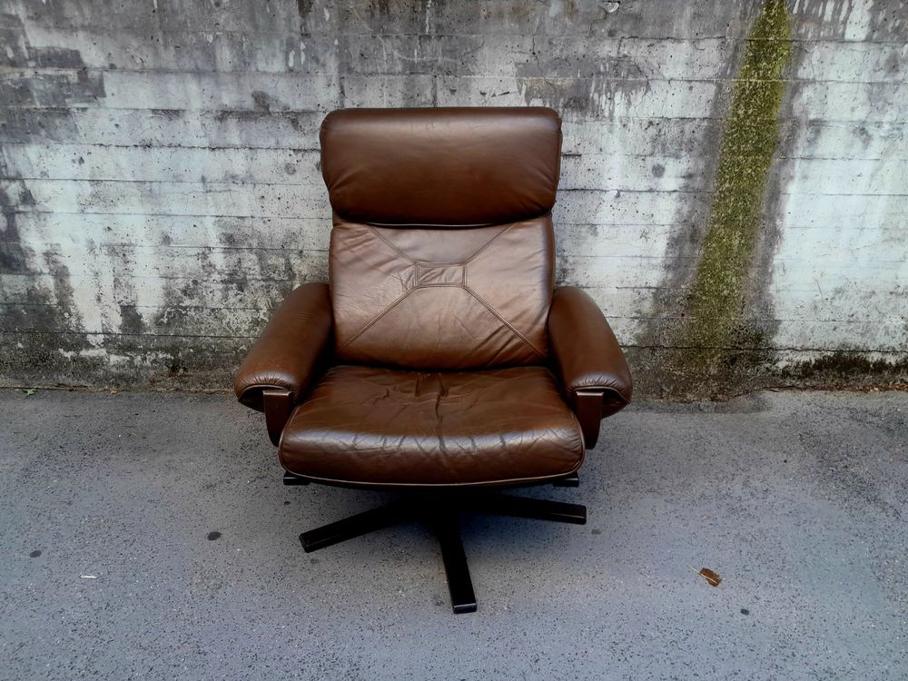 Vintage Sessel / Leder / Holz von Lystolet - Swedish Design (Gebraucht ...